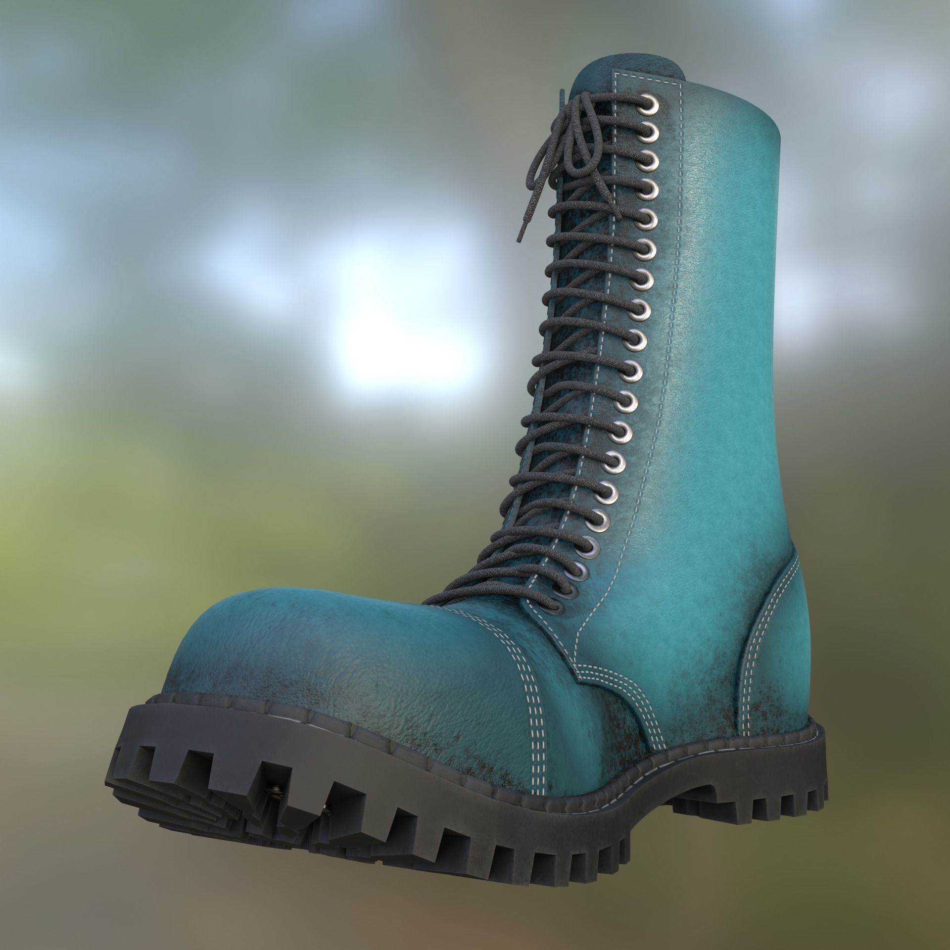 3D model Steel Boots Blue Cyan VR / AR / low-poly | CGTrader