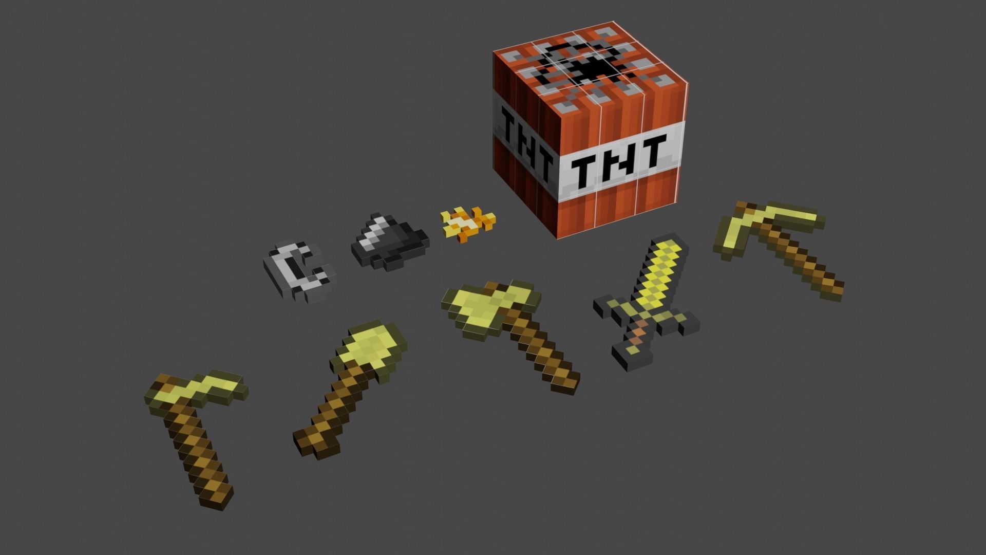 3D model MINECRAFT GOLD TOOL PACK 3D MODEL VR / AR / low-poly | CGTrader