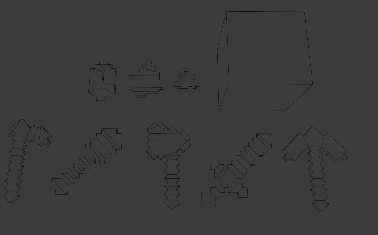 3D model MINECRAFT GOLD TOOL PACK 3D MODEL VR / AR / low-poly | CGTrader