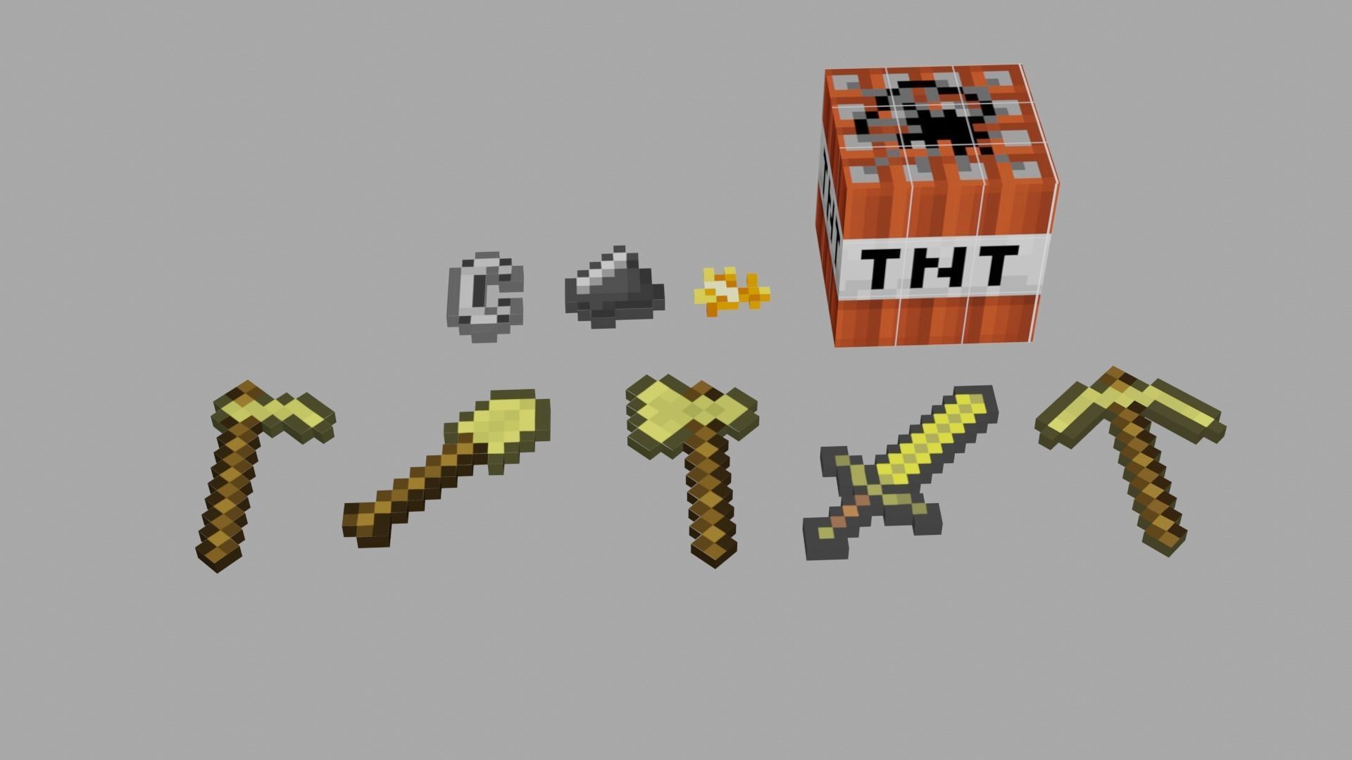 3D model MINECRAFT GOLD TOOL PACK 3D MODEL VR / AR / low-poly | CGTrader