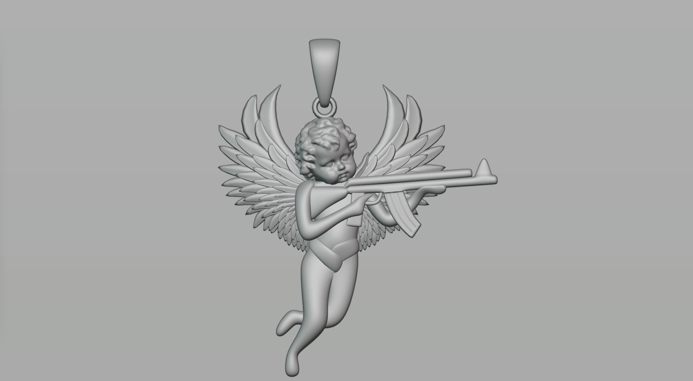 Pendant Angel with a Gun 3D model | CGTrader