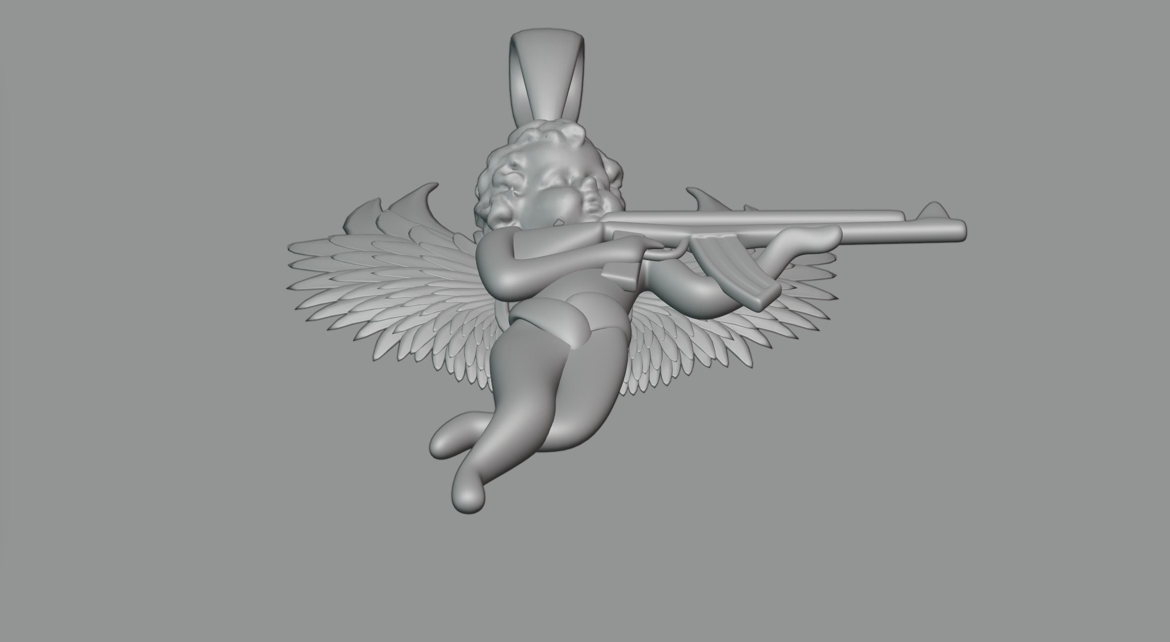 Pendant Angel with a Gun 3D model | CGTrader