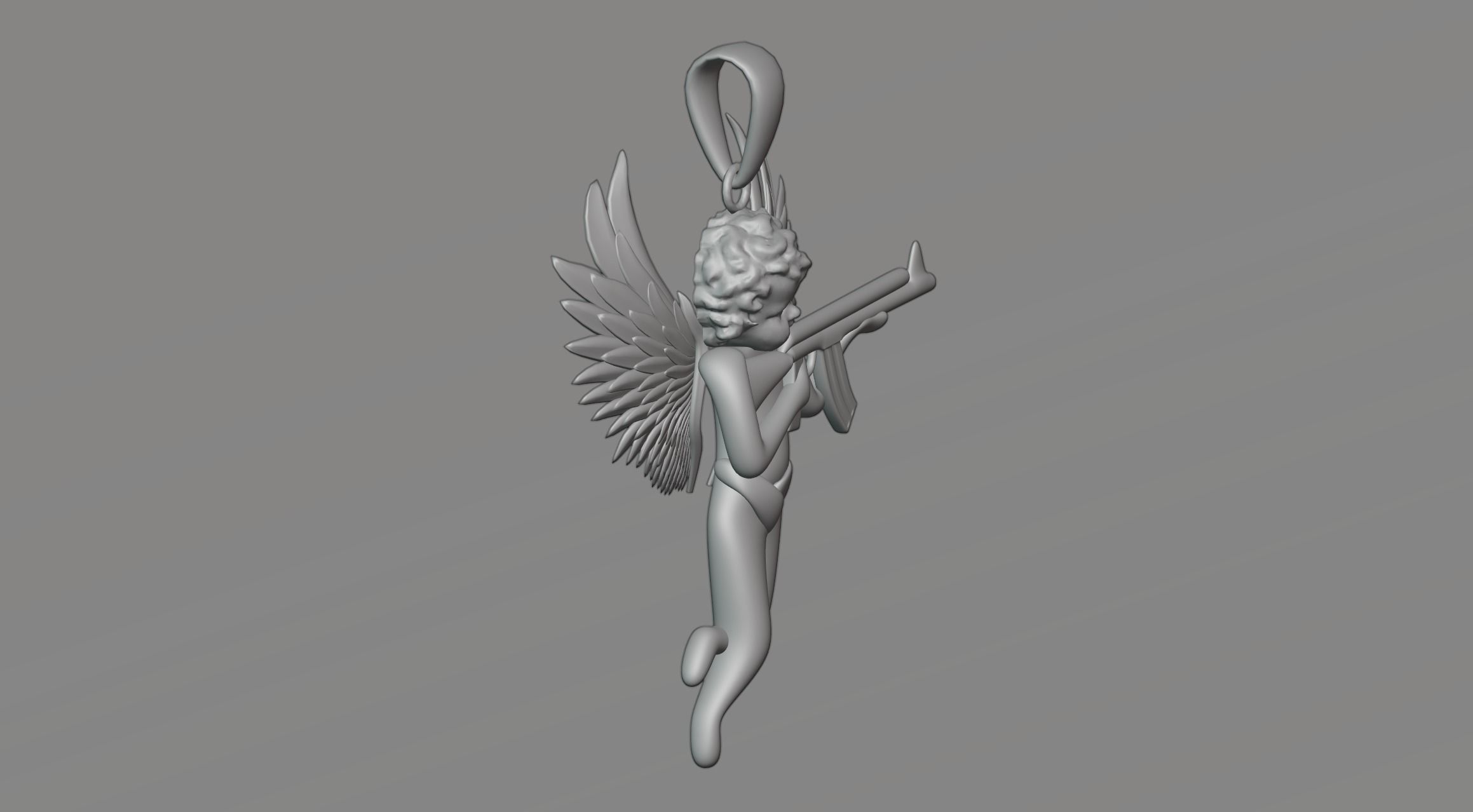 Pendant Angel with a Gun 3D model | CGTrader