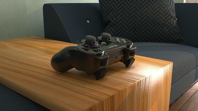 Dualshock 3 controller on wooden table 3D model | CGTrader