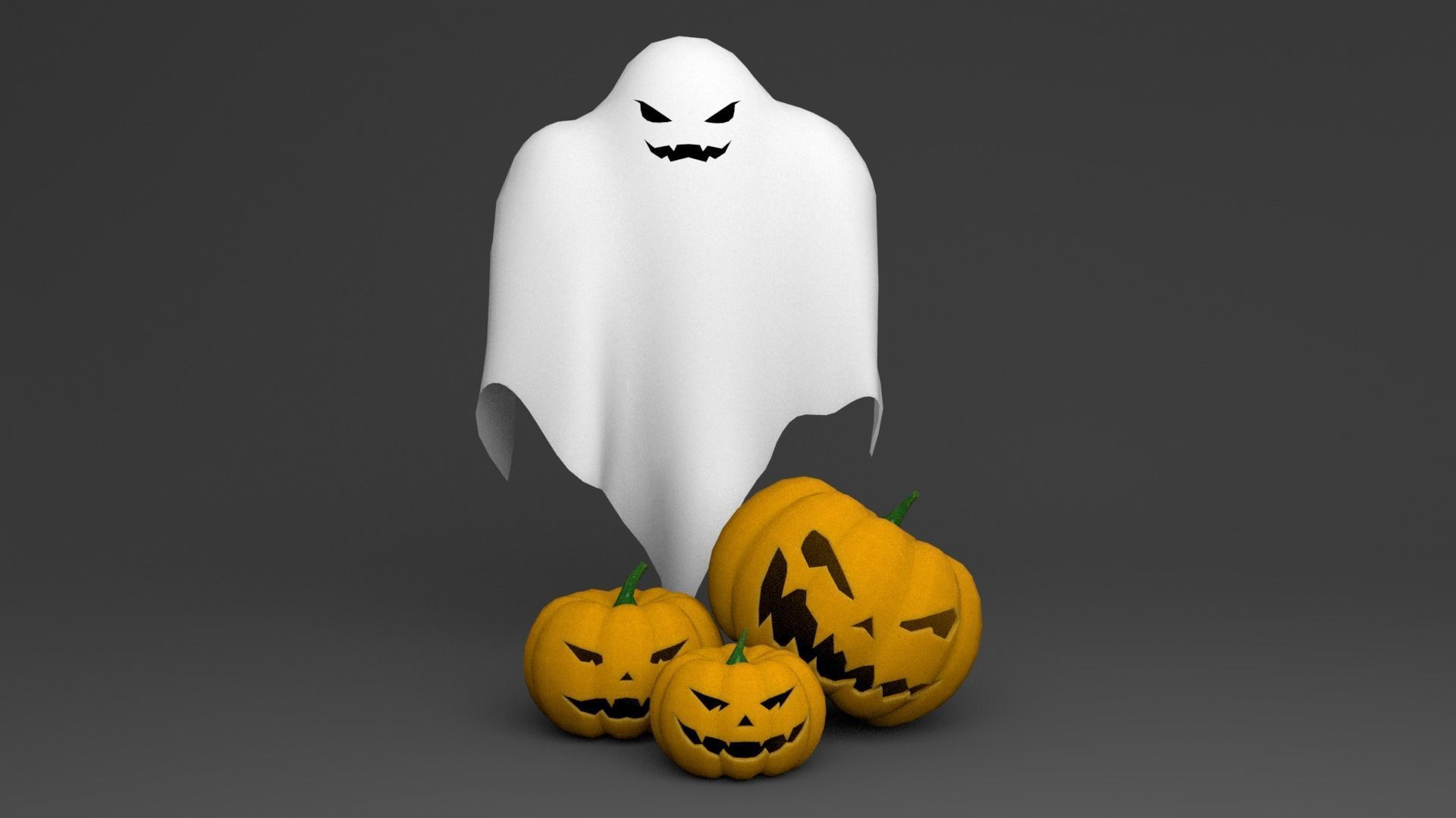 Halloween Pumpkin and Ghost Free Pack free VR / AR / low-poly 3D model ...
