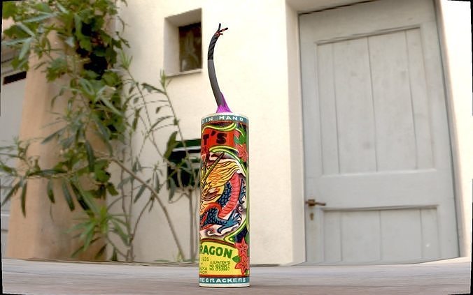 3D model Blue Dragon Fire cracker-bullet bomb low poly Game AR VR Ready ...