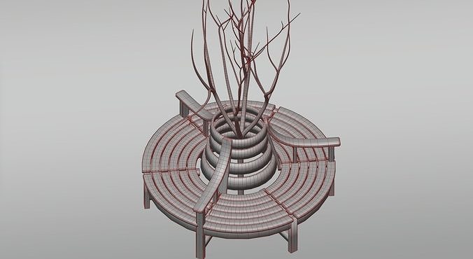Round bench with dry tree 3D model | CGTrader