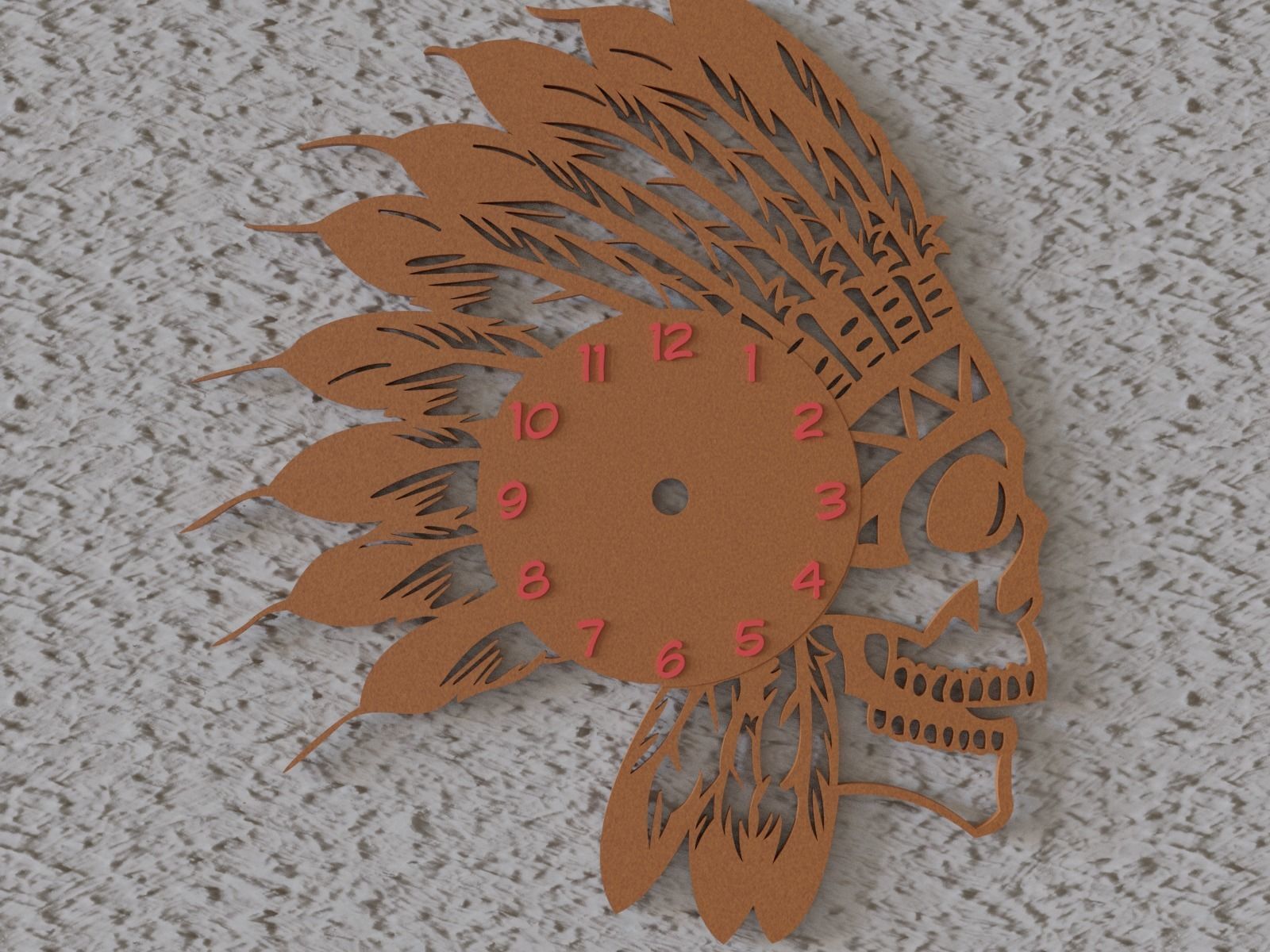 apache skull wall clock 3D model 3D printable | CGTrader