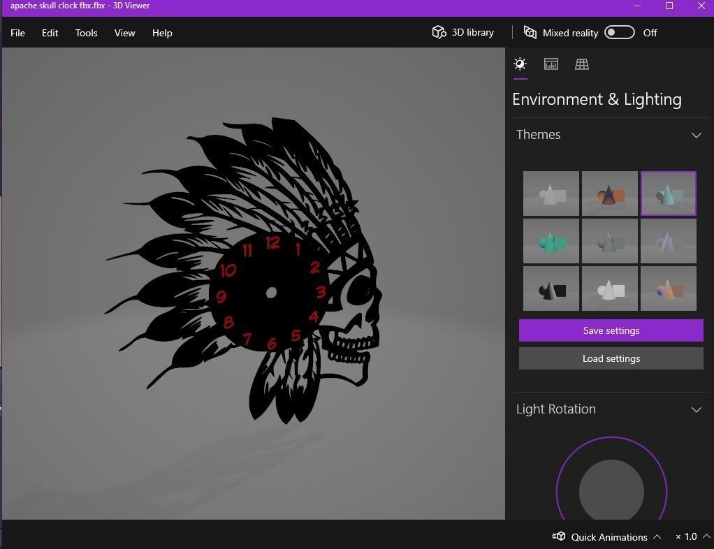 apache skull wall clock 3D model 3D printable | CGTrader
