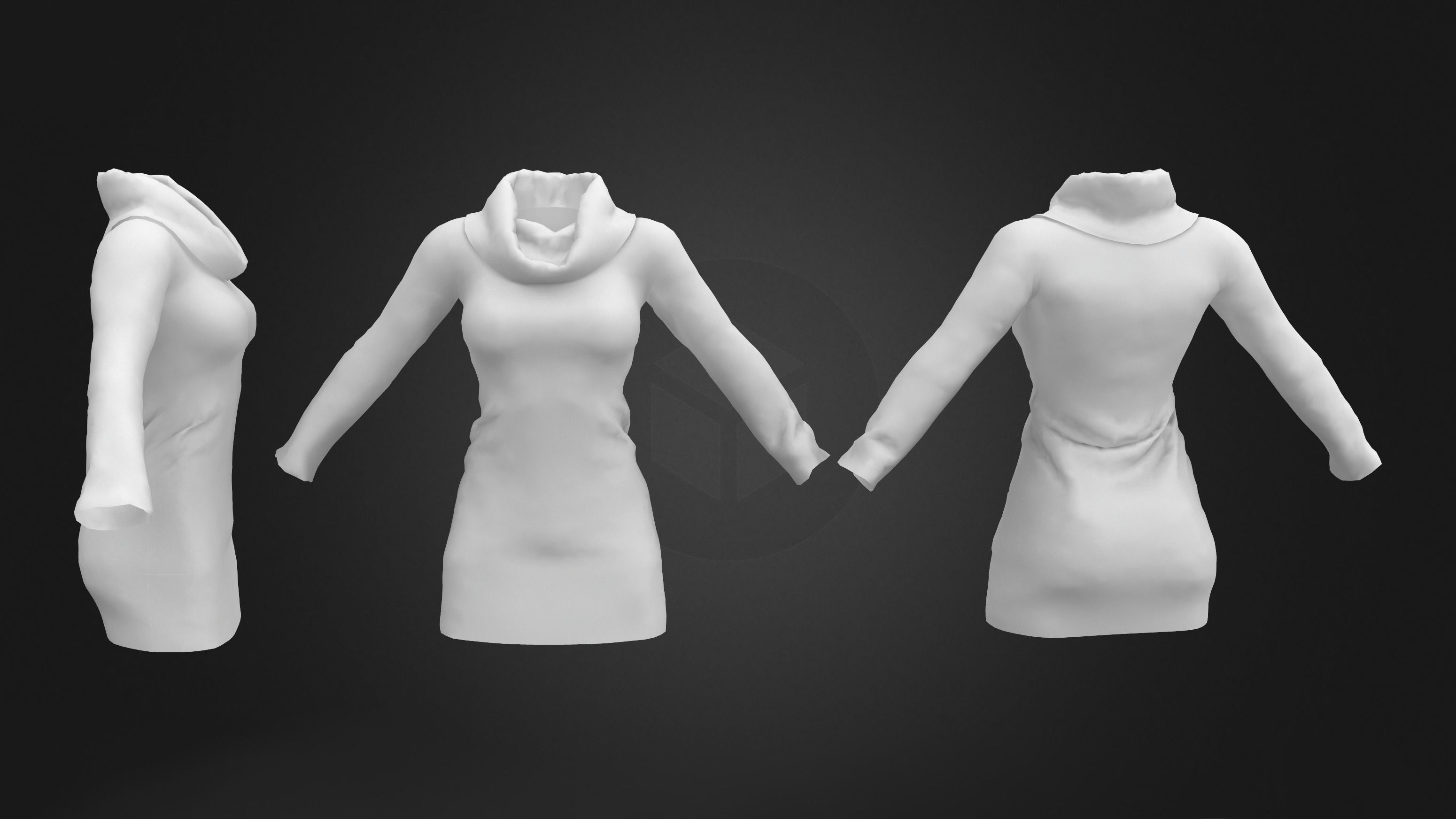 3D model Roll Neck Sweater Dress VR / AR / low-poly | CGTrader
