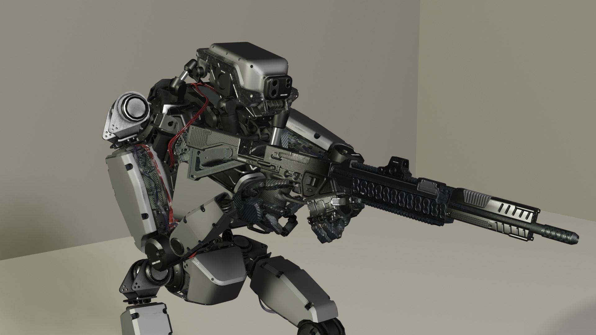 Humanoid Army and Police Robot free 3D model rigged | CGTrader