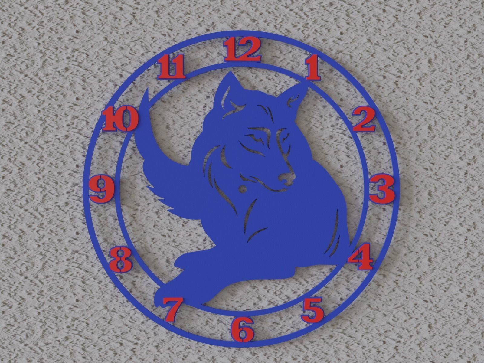 wolf wall clock 3D model 3D printable | CGTrader