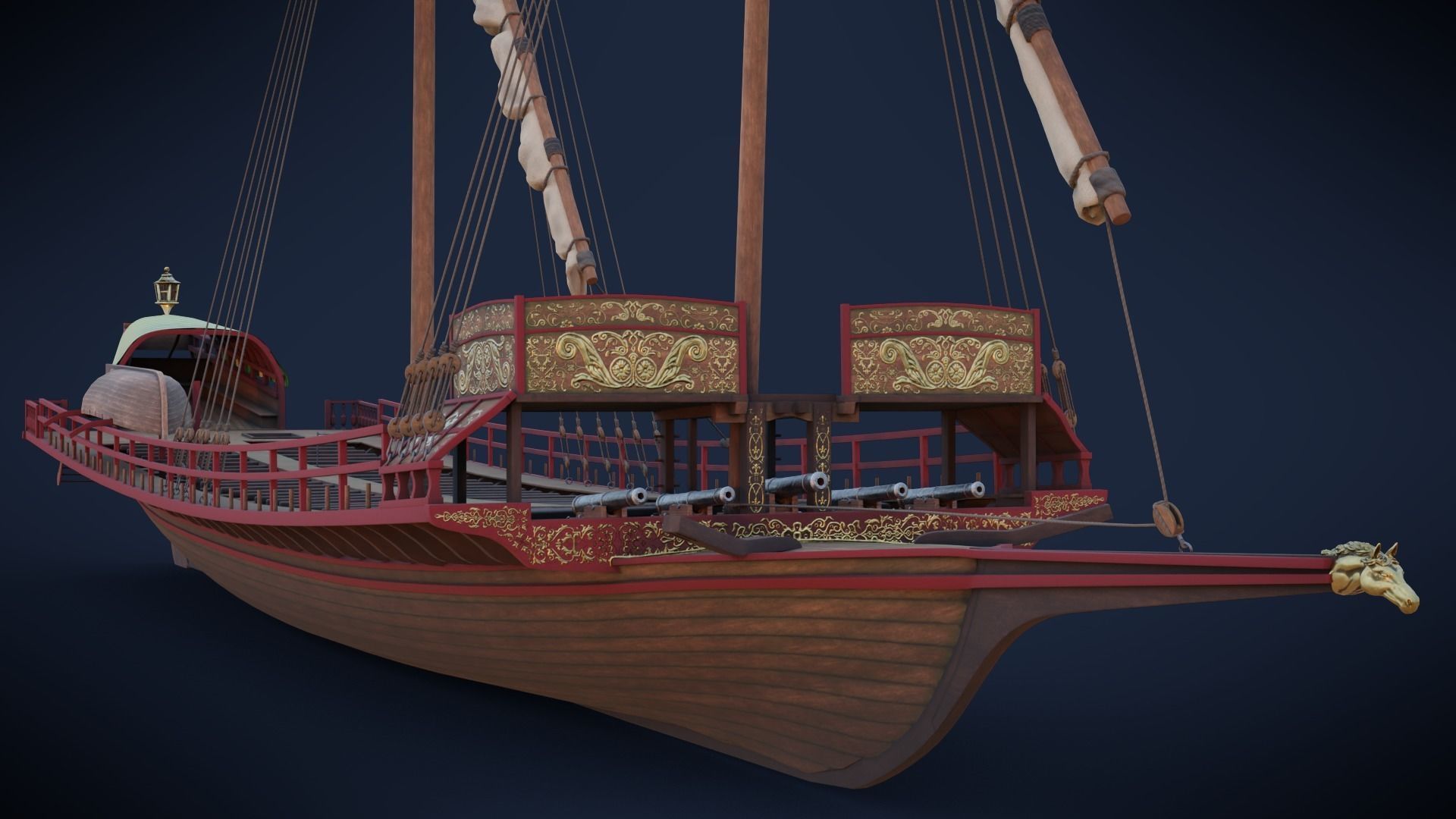 3D model Medieval Galley VR / AR / low-poly | CGTrader