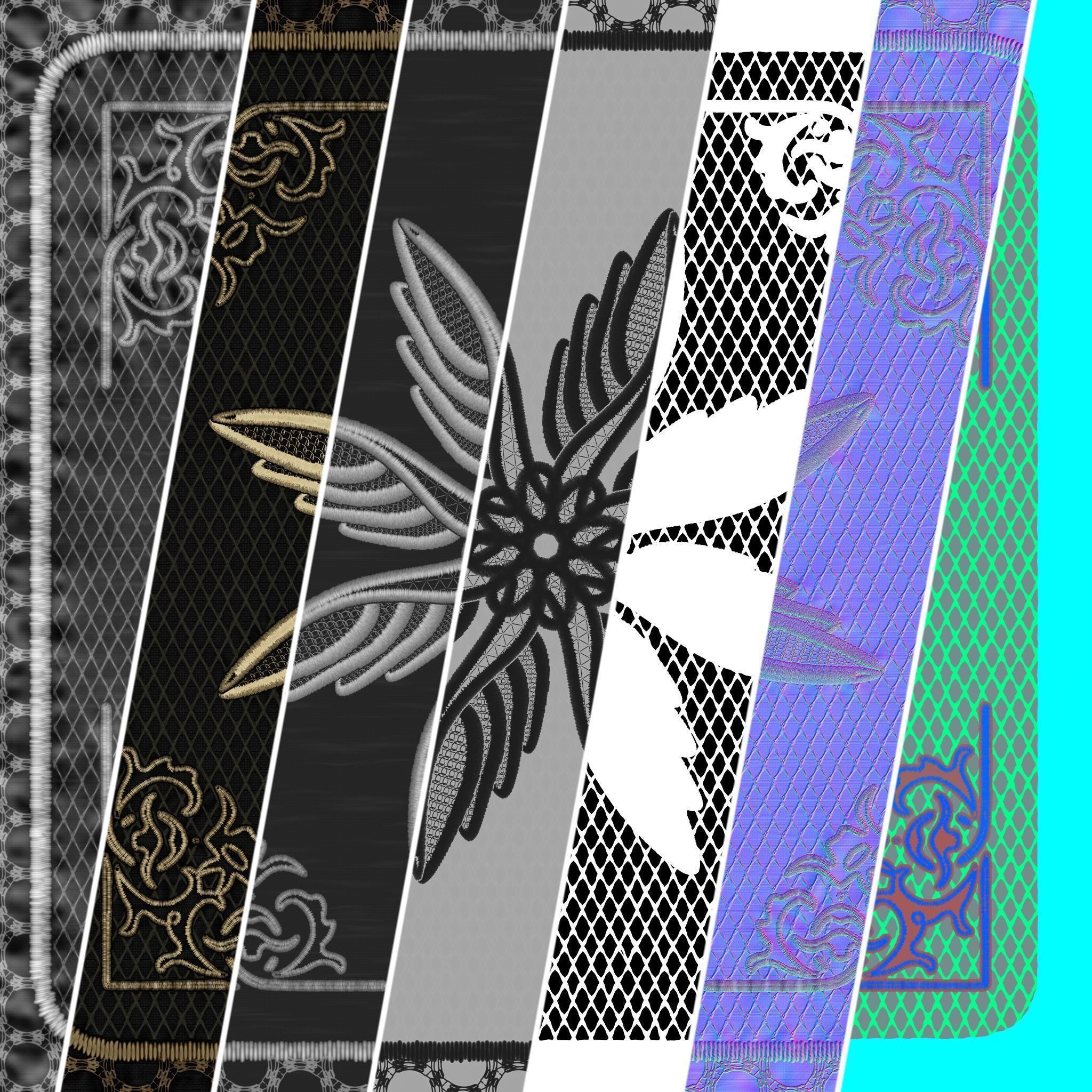 Lace Embroidery 05 - 4K - PBR - PNG - SBSAR Texture | CGTrader