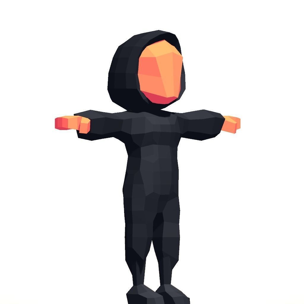 Ninja hooded character free VR / AR / low-poly 3D model rigged | CGTrader