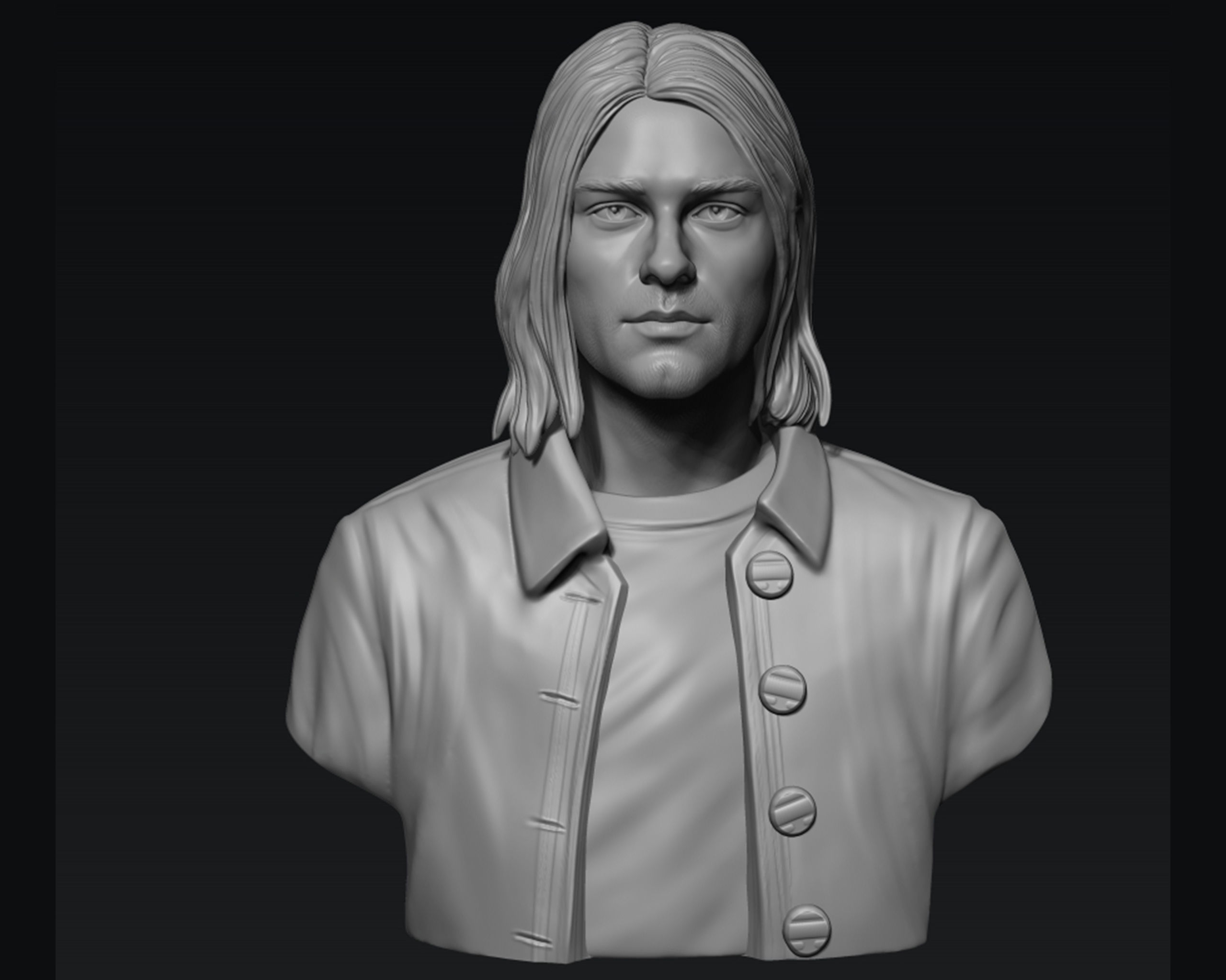 Kurt Cobain portrait sculpture 3D model 3D printable | CGTrader