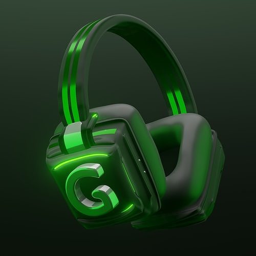 3D model G Headphones 3D Model headset with letter VR / AR / low-poly ...