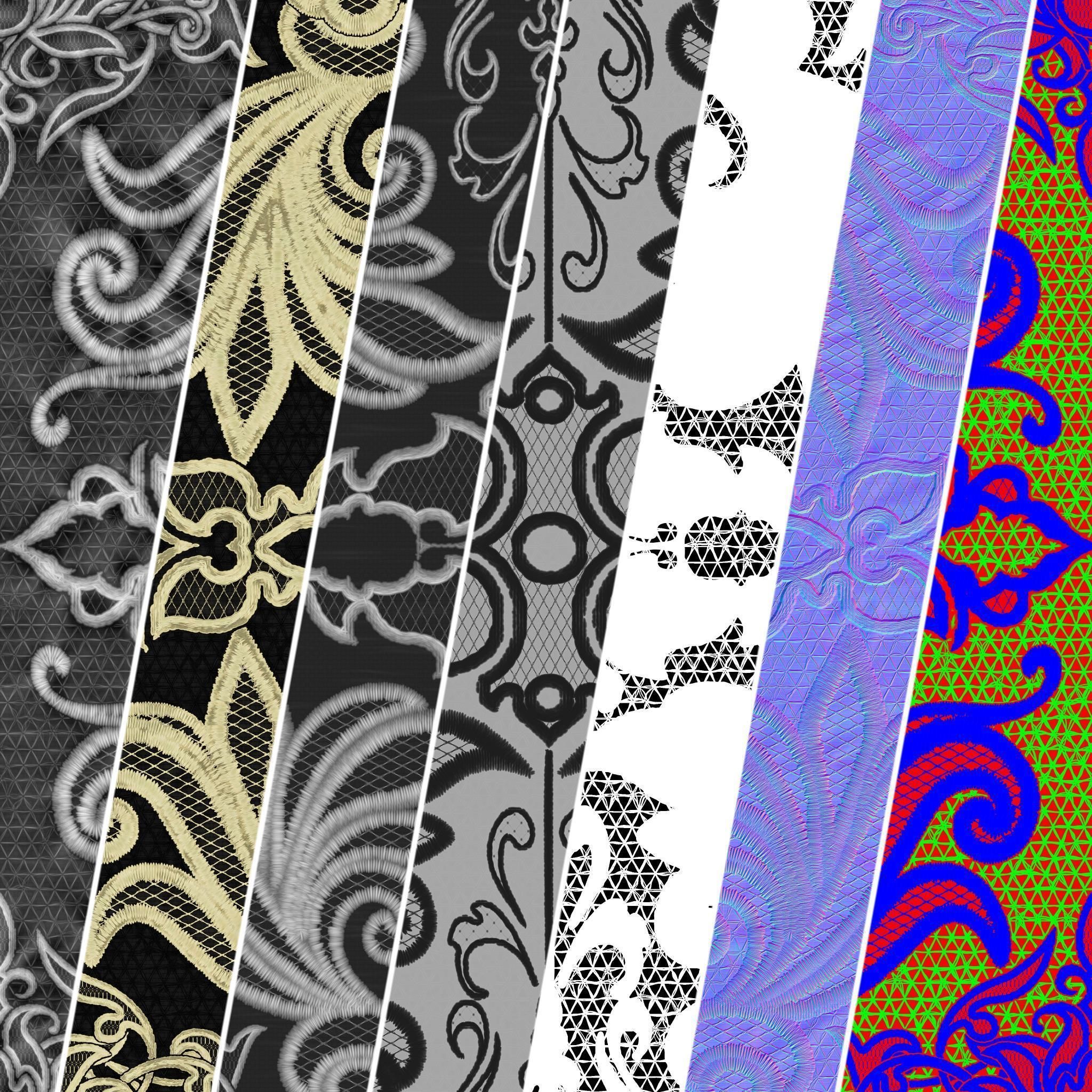 Lace Embroidery 08 - 4K - PBR - PNG - SBSAR Texture | CGTrader