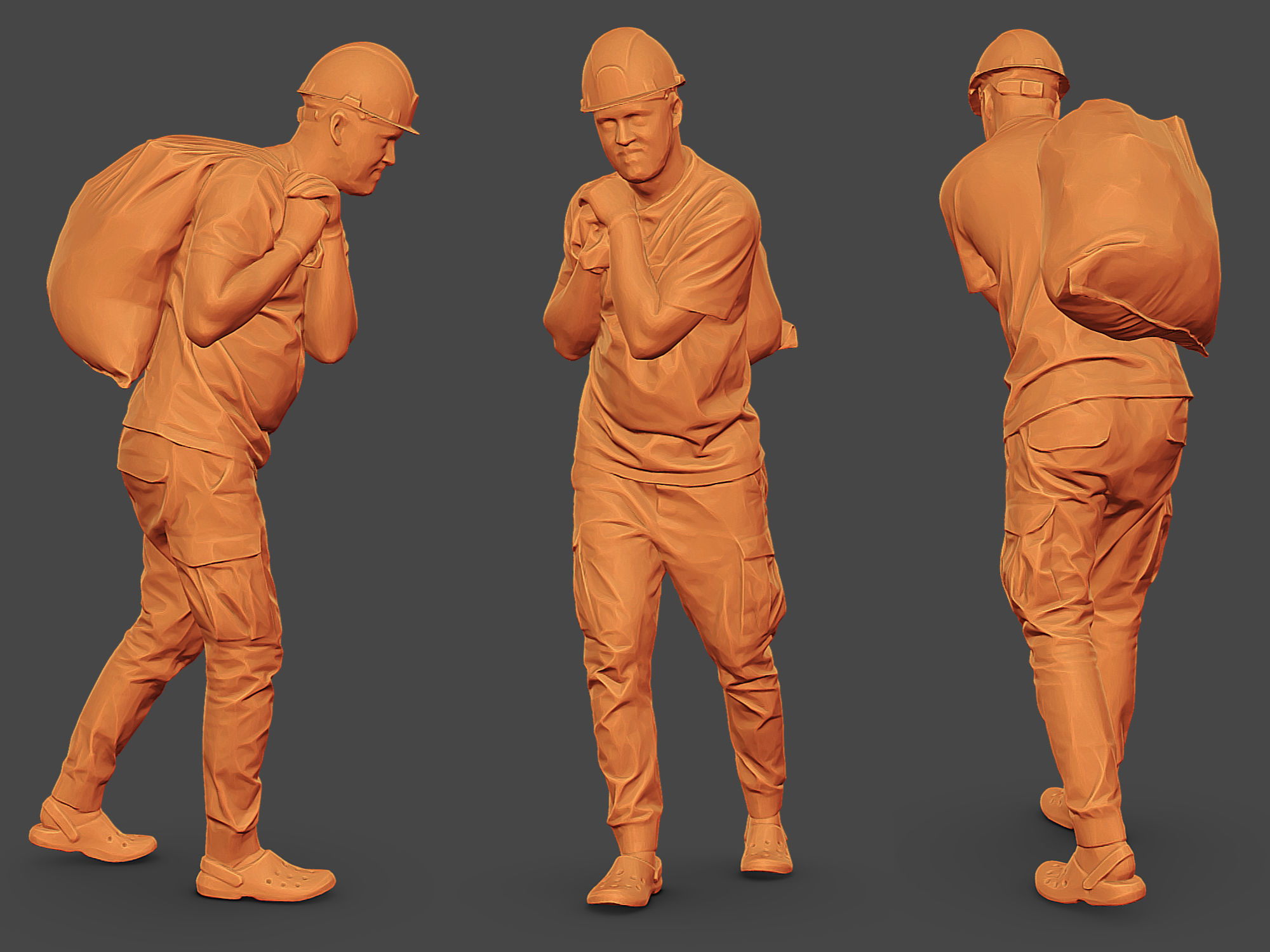 Worker Carries a Bag on His Shoulder 3D model | CGTrader