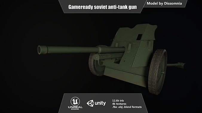 3D model Gameready soviet anti-tank gun VR / AR / low-poly | CGTrader