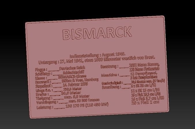 Bismarck Sign 3D model 3D printable | CGTrader