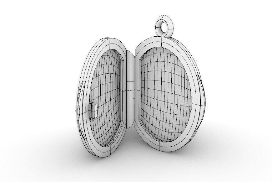 Oval locket with integrated hinge and clasp - 23mm tall 3D model 3D ...