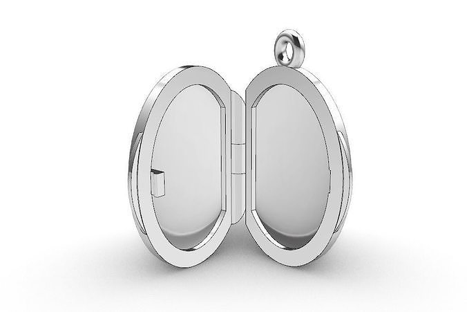 Oval locket with integrated hinge and clasp - 23mm tall 3D model 3D ...