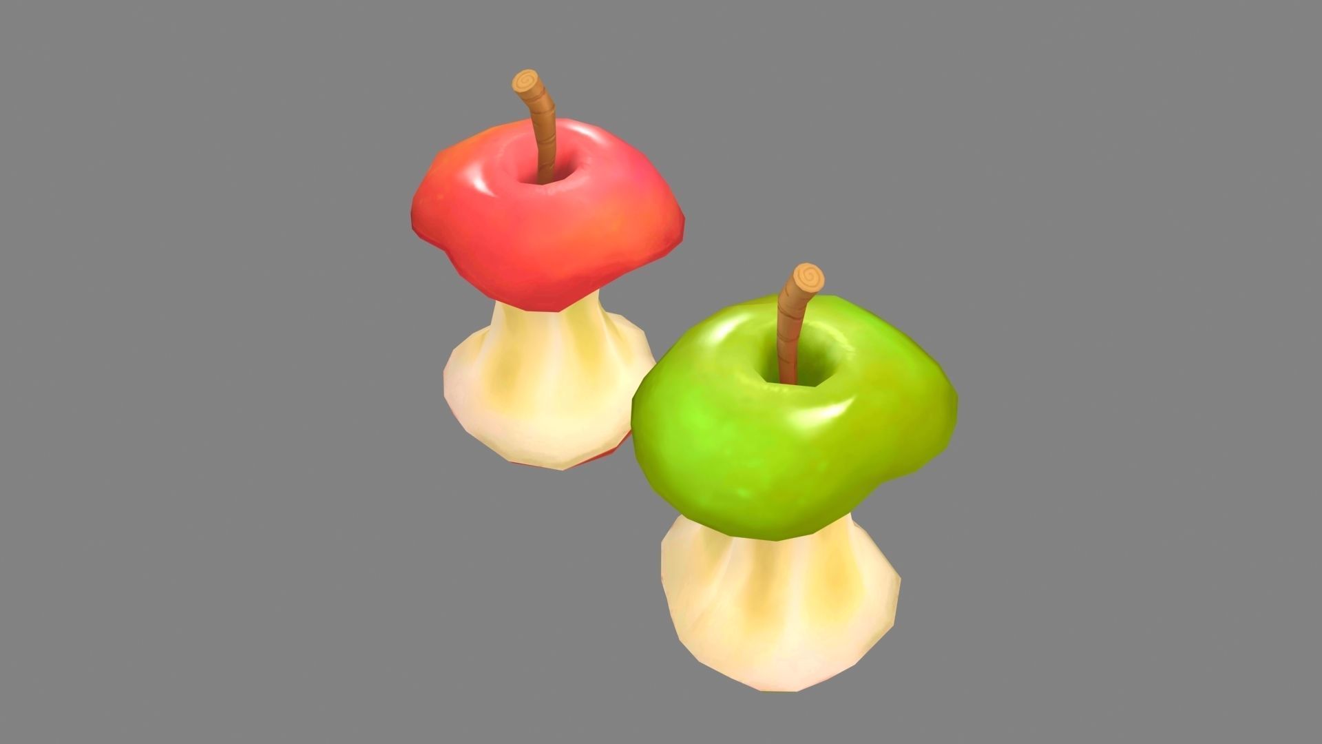 3D model Cartoon green apple core - red apple core VR / AR / low-poly ...