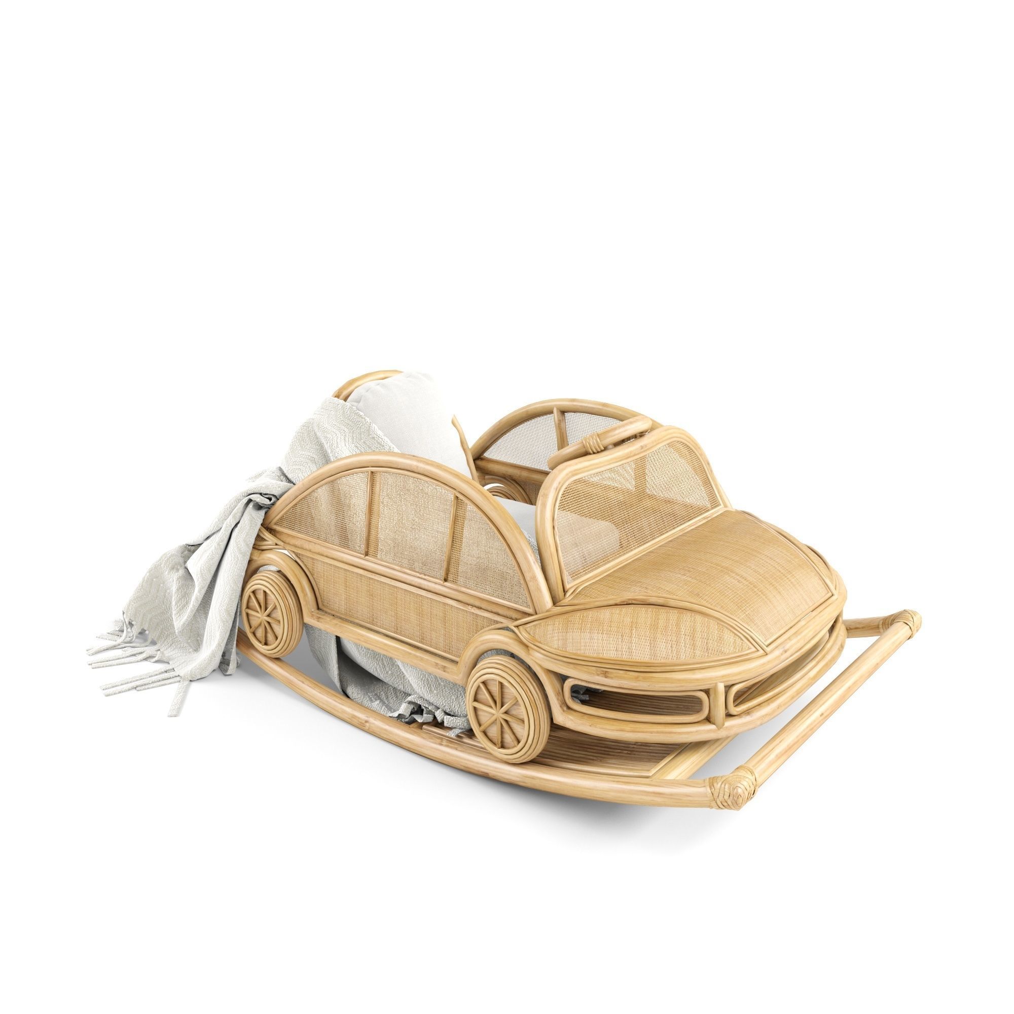 Kids Rattan VW rocking car 3D model | CGTrader