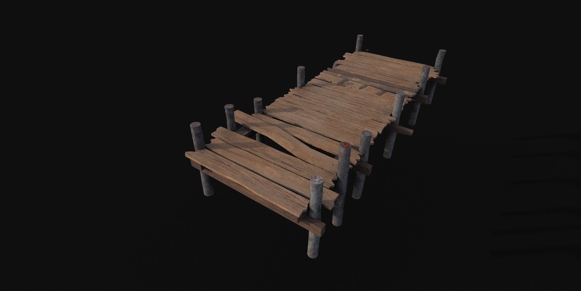 3D model Old Wooden Row Boat Dock Low Poly Game Ready VR / AR / low ...