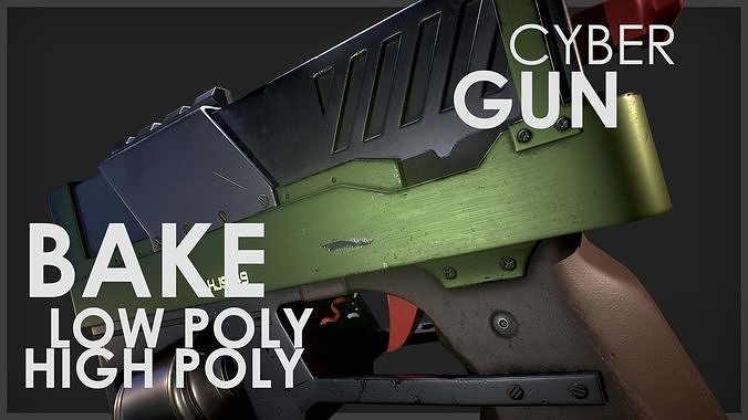 3D model Cyber Gun LP-HP Bake VR / AR / low-poly | CGTrader