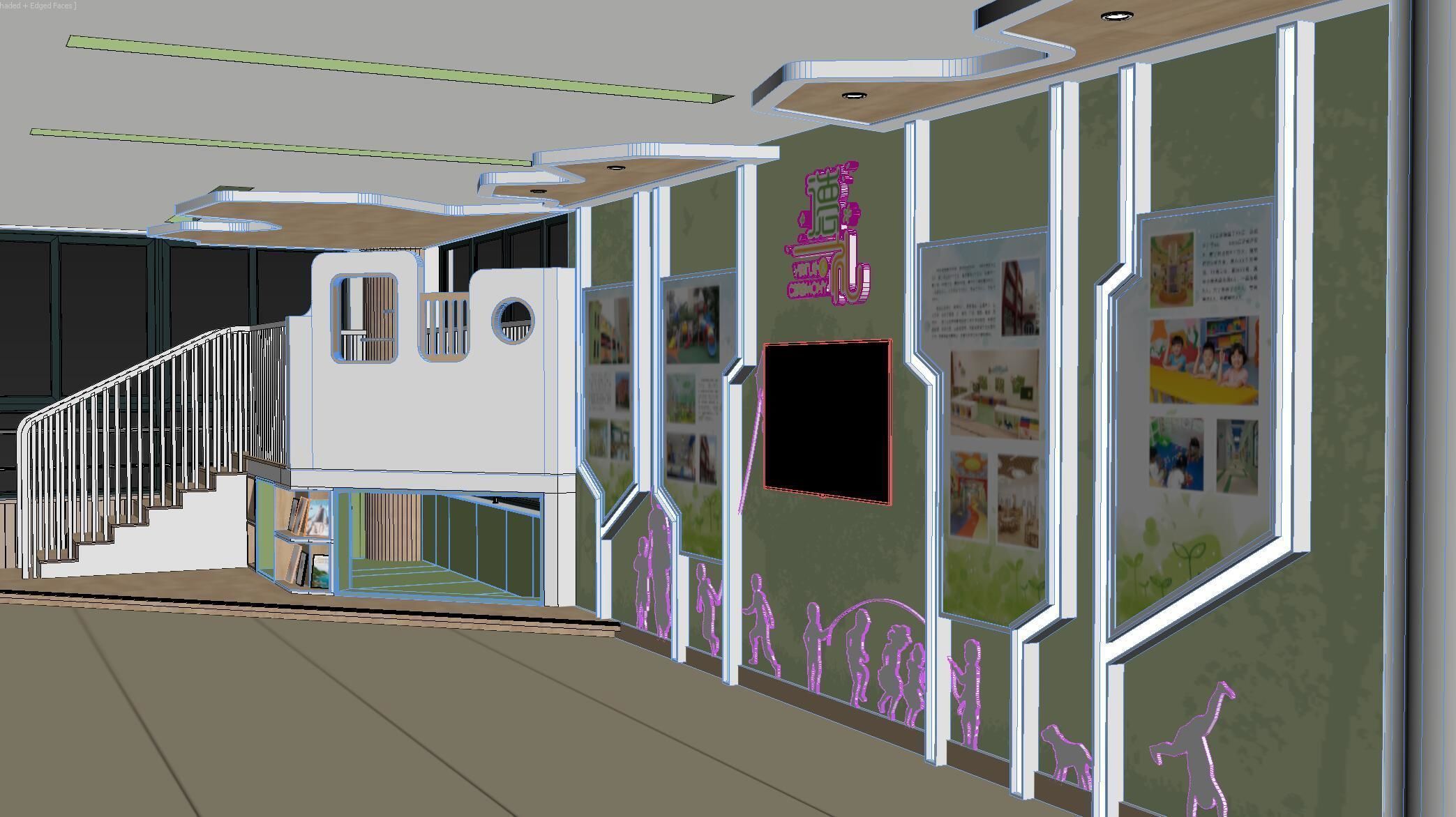 Kindergarten school entrance hall display wall 3D model | CGTrader