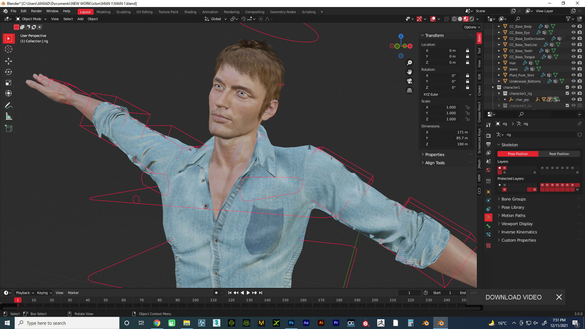 3D model very realistic human character model full textuared real skin ...