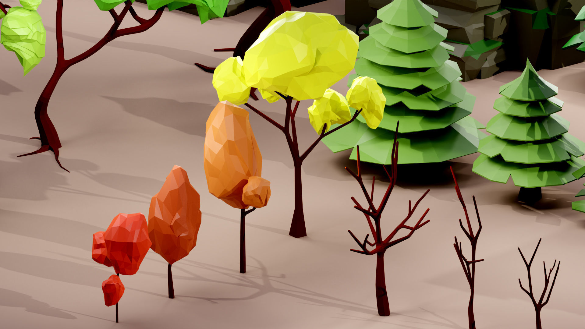 3D model LowPoly fantasy forest pack VR / AR / low-poly | CGTrader