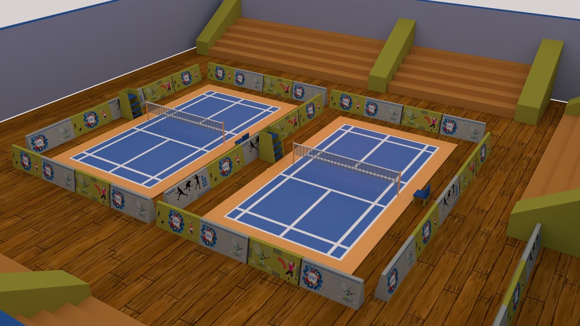 3D model Cartoonish Badminton Court 3D Model VR / AR / low-poly | CGTrader
