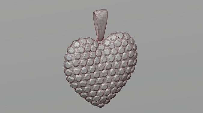 Heart pendant in a gems 3D model | CGTrader