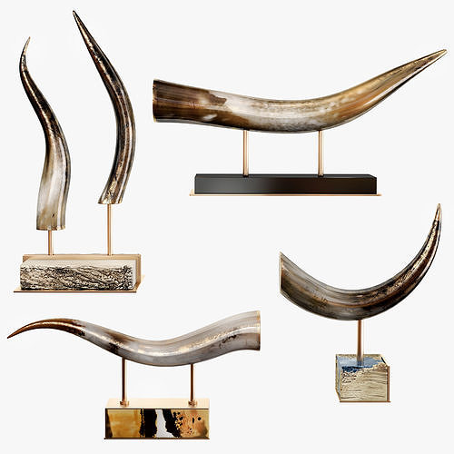Sculptures of decorative horns 3D model | CGTrader