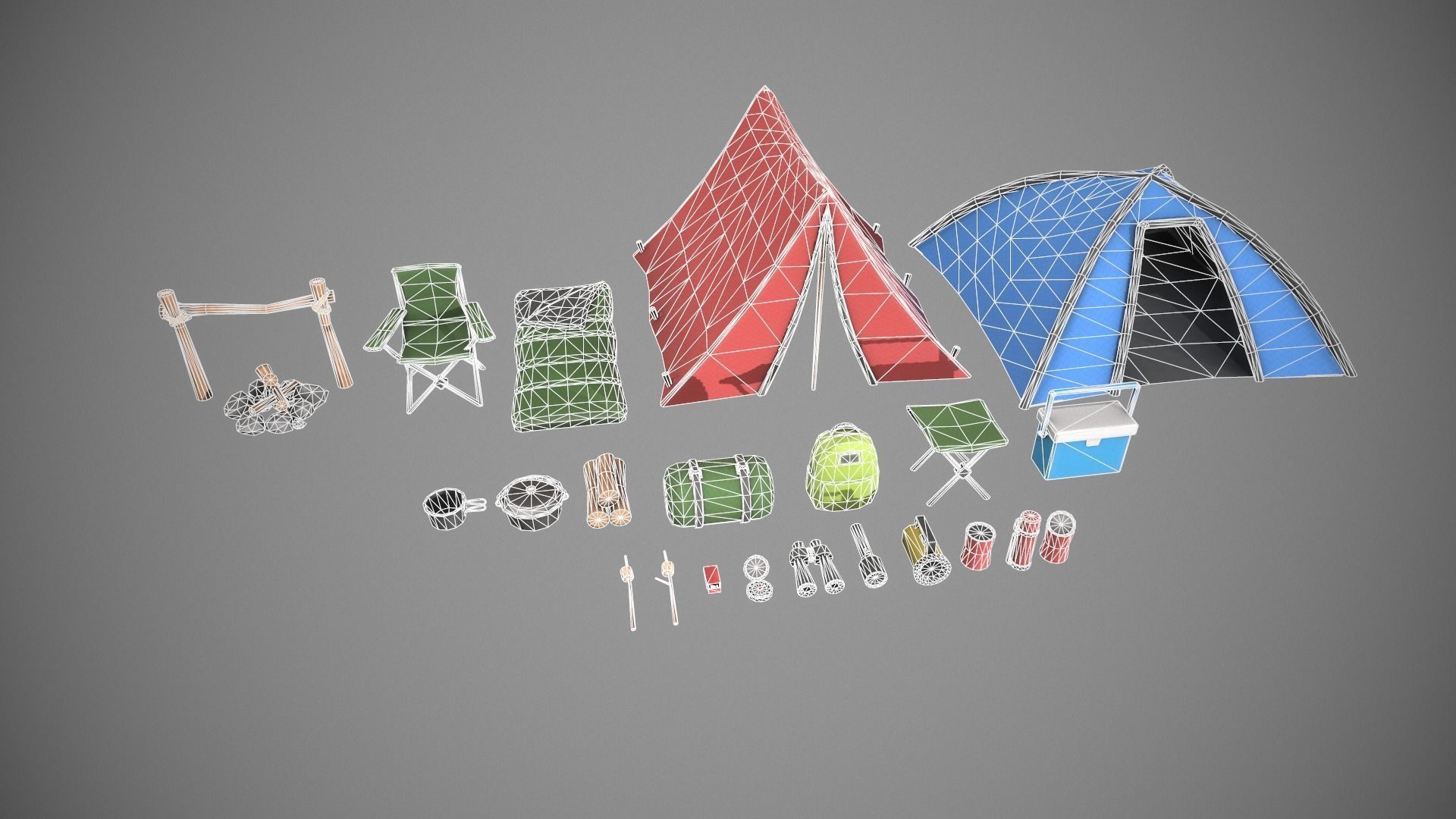 3D model Stylized Camping Prop Pack - 23 Unique Assets VR / AR / low ...