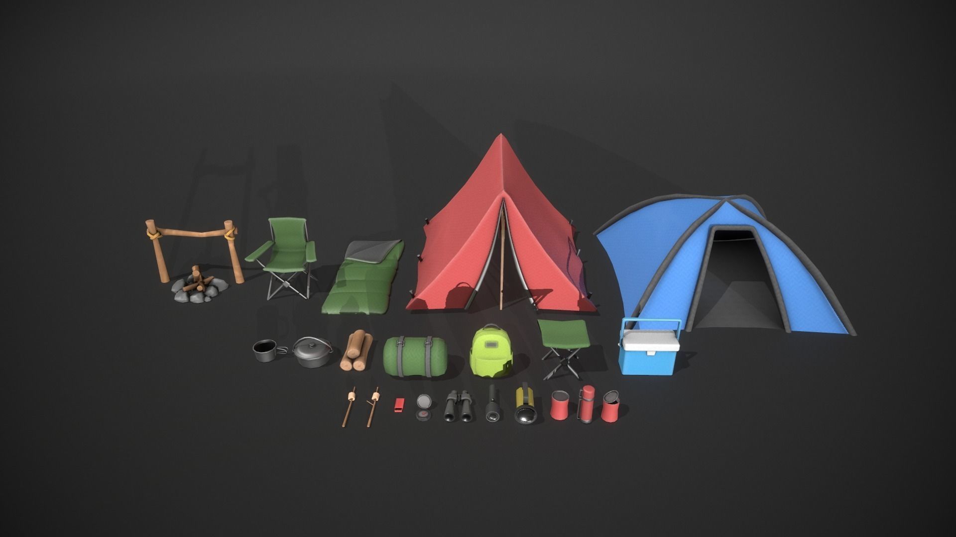 3D model Stylized Camping Prop Pack - 23 Unique Assets VR / AR / low ...