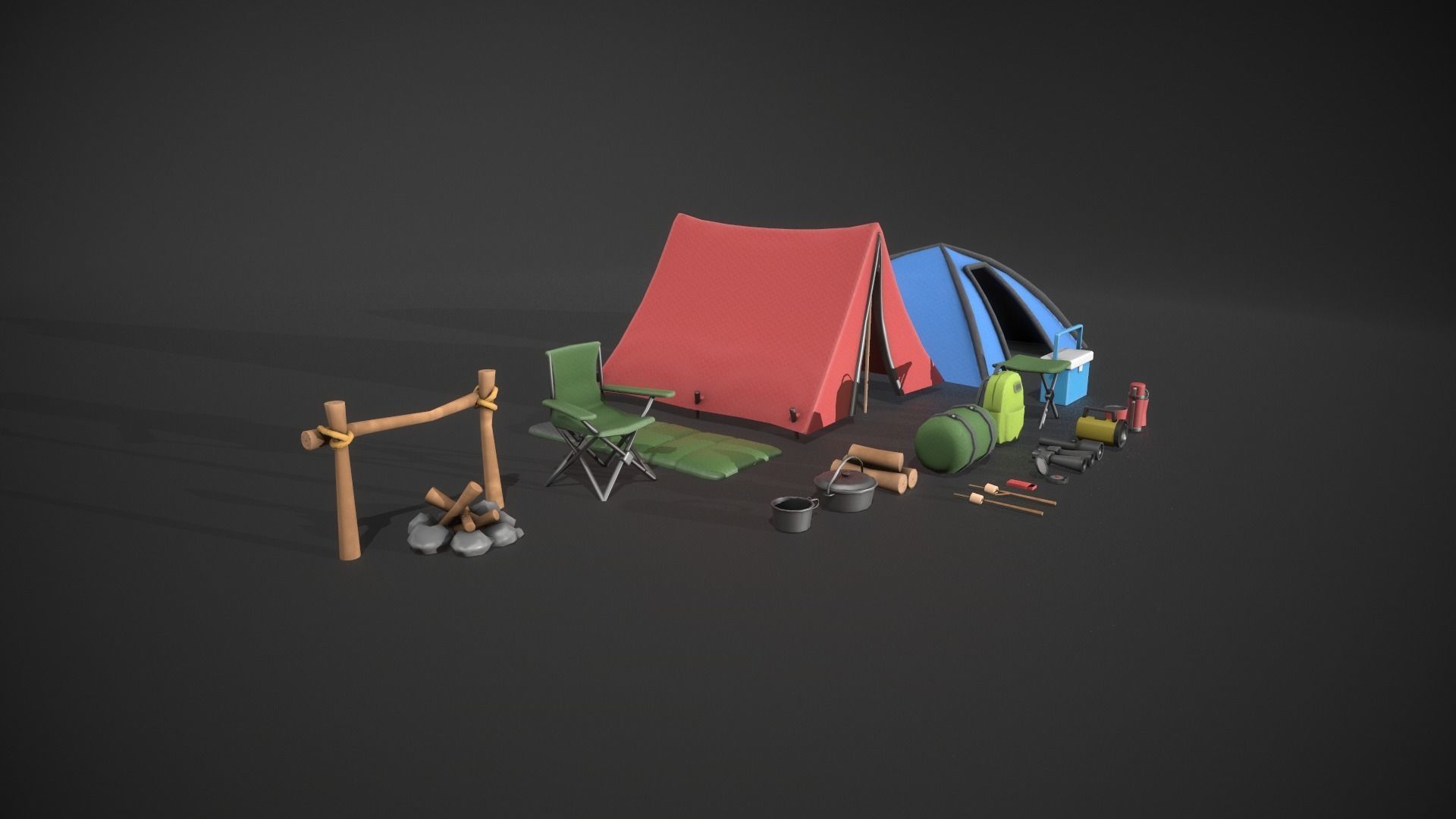 3D model Stylized Camping Prop Pack - 23 Unique Assets VR / AR / low ...