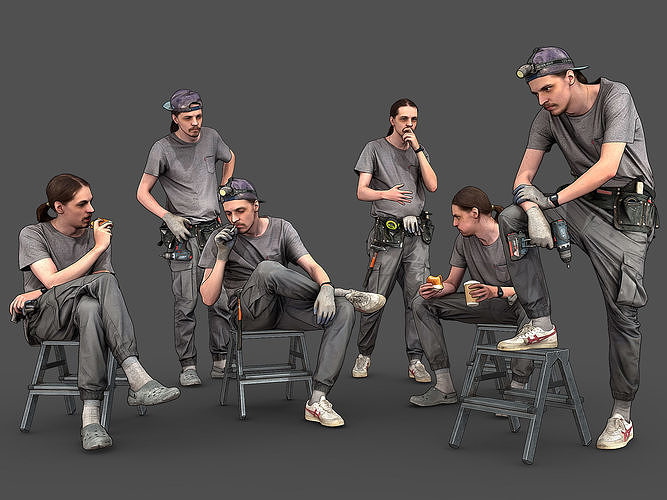 Worker in Gray 3D Model Collection | CGTrader