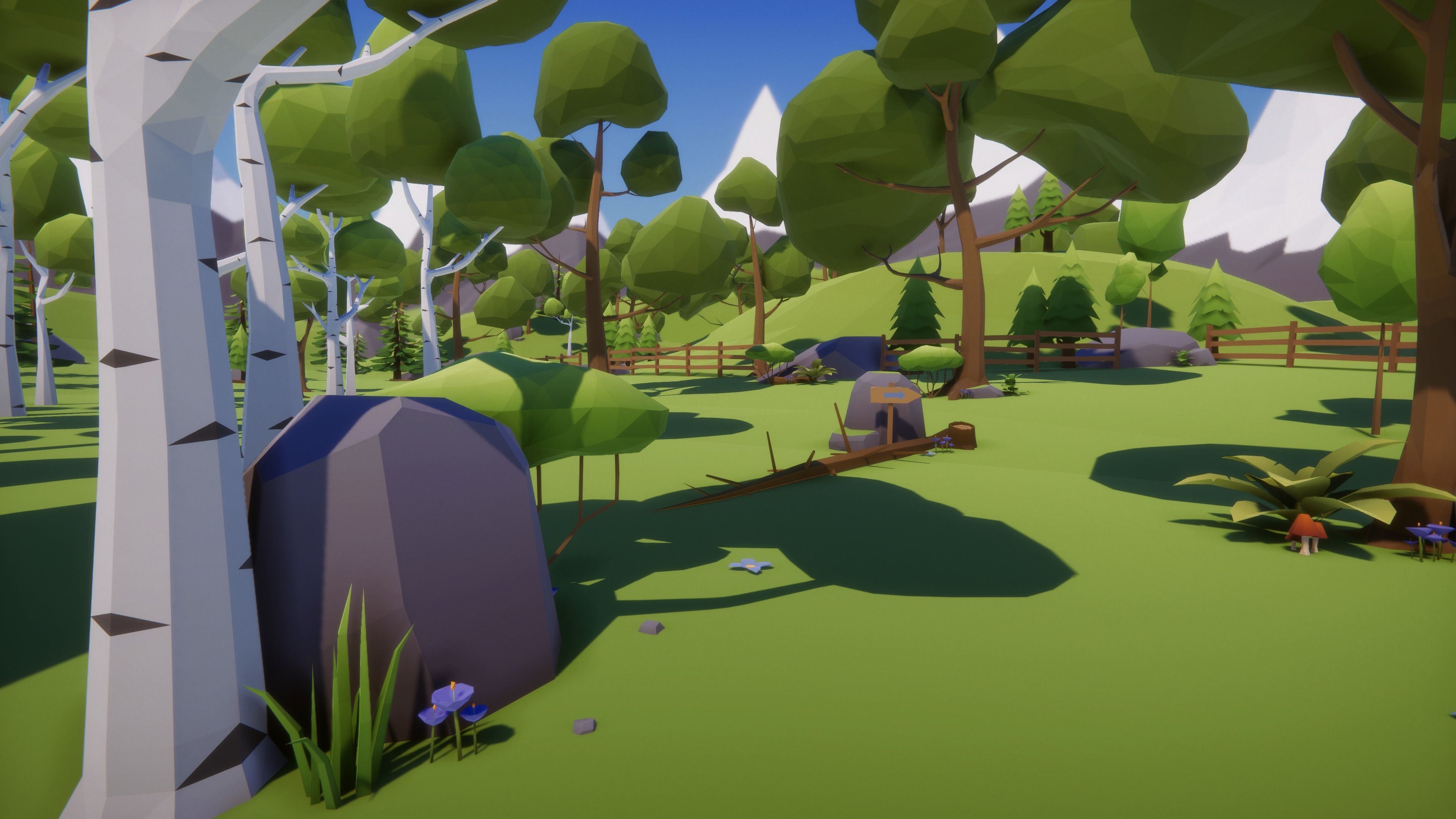 3D model Low Poly Nature - 4 Seasons Trees Grass and Rocks VR / AR ...