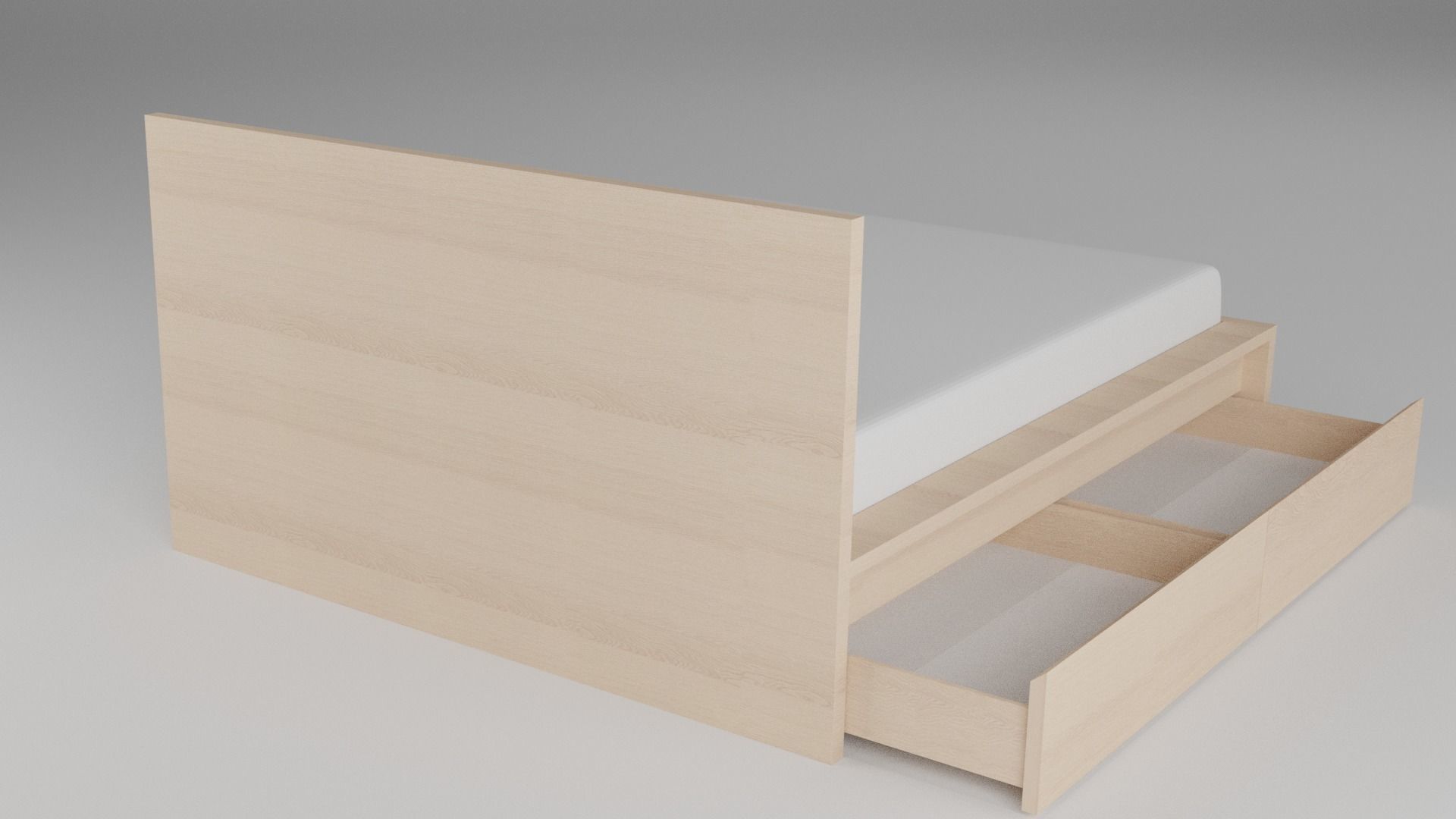 3D model IKEA MALM oak veneer bed VR / AR / low-poly | CGTrader