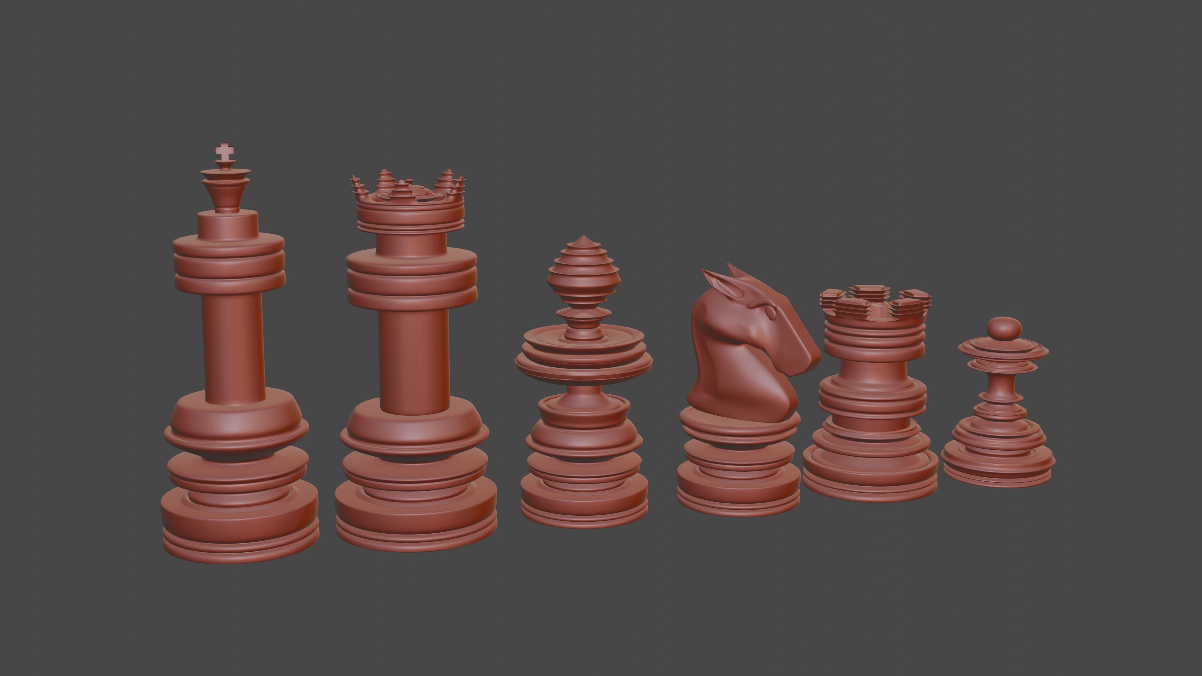 chess board with game pieces 3D model | CGTrader