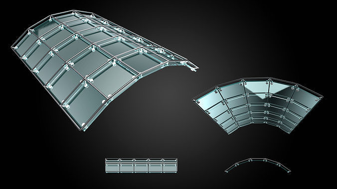 Arched structure wireframe connections glass panels 3D model V2 3D ...