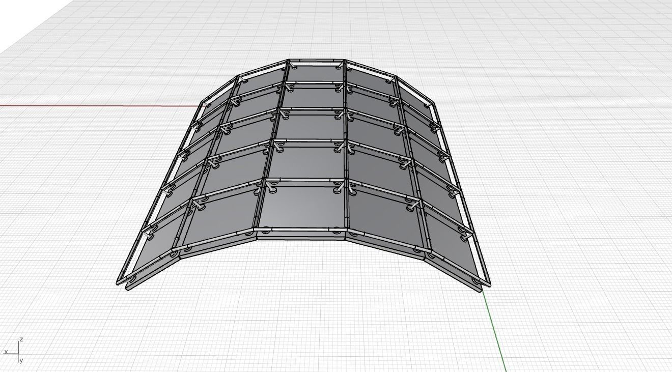 Arched structure wireframe connections glass panels 3D model V2 3D ...