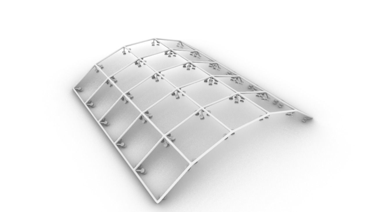 Arched structure wireframe connections glass panels 3D model V2 3D ...