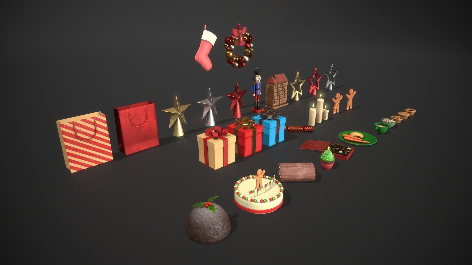 3D model Christmas Props Pack - 25 Unique Assets VR / AR / low-poly ...