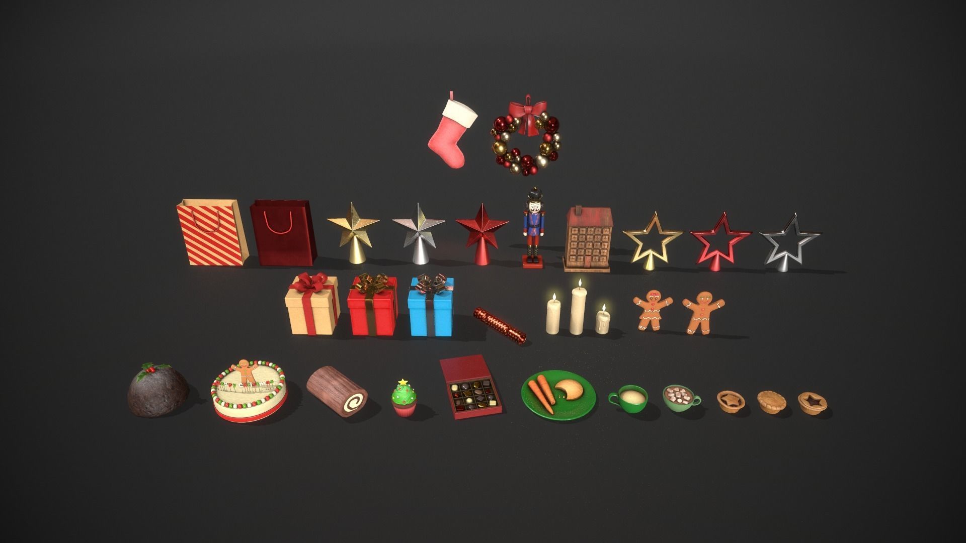 3D model Christmas Props Pack - 25 Unique Assets VR / AR / low-poly ...