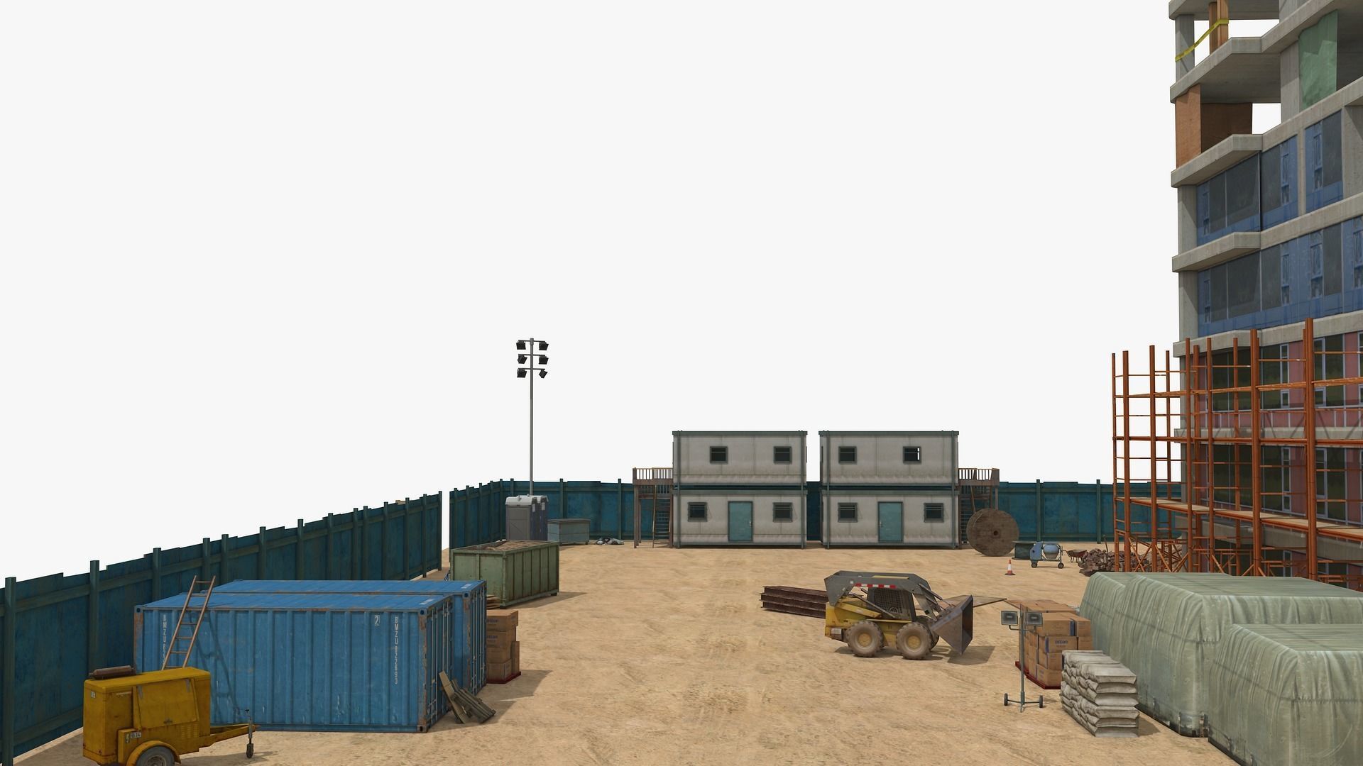 3D model Construction Site with Building and Construction Vehicles VR ...